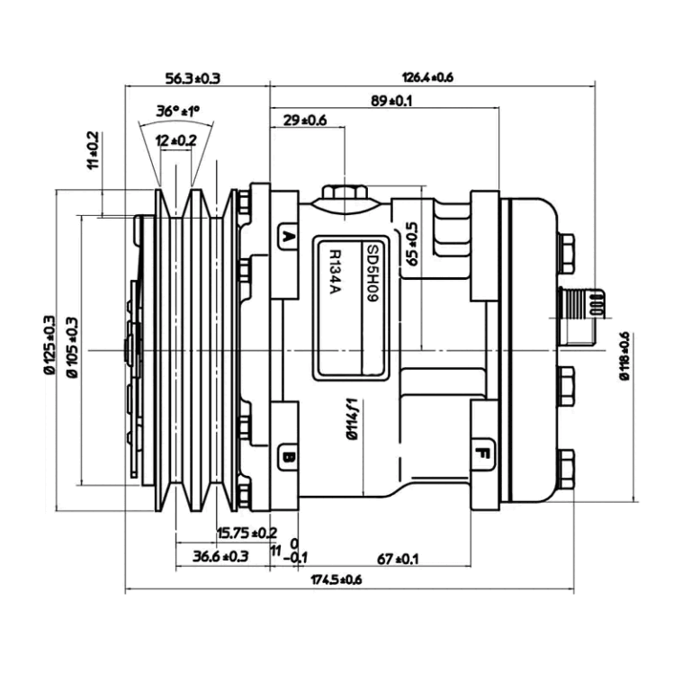 Sanden SD508 SD5H14 Style A/C Compressor - Cool Car Air Conditioning